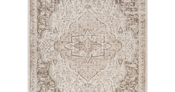 Alpine Imara Light Cream Medallion Rug 6.7x9 - Rugs Town