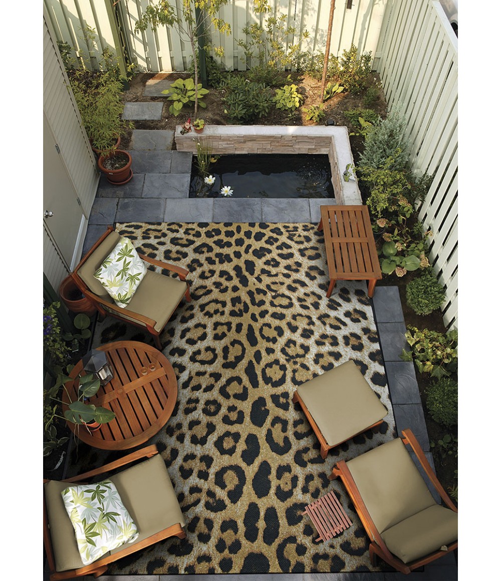 Couristan Dolce Amur Leopard New Gold Rug 5.3X7.6 - Rugs Town