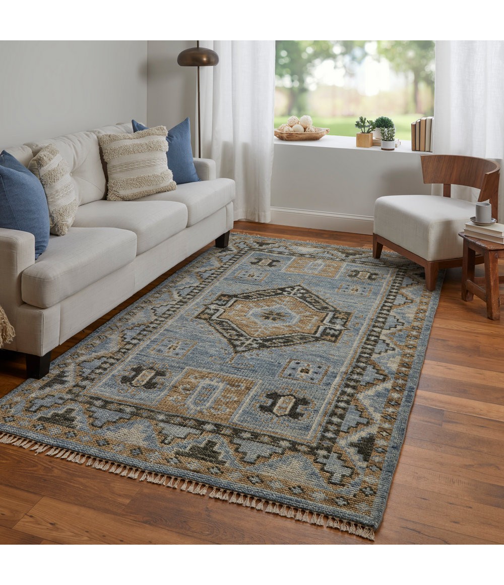 Feizy Fillmore 6935F Blue/Green Area Rug 26X12 - Rugs Town