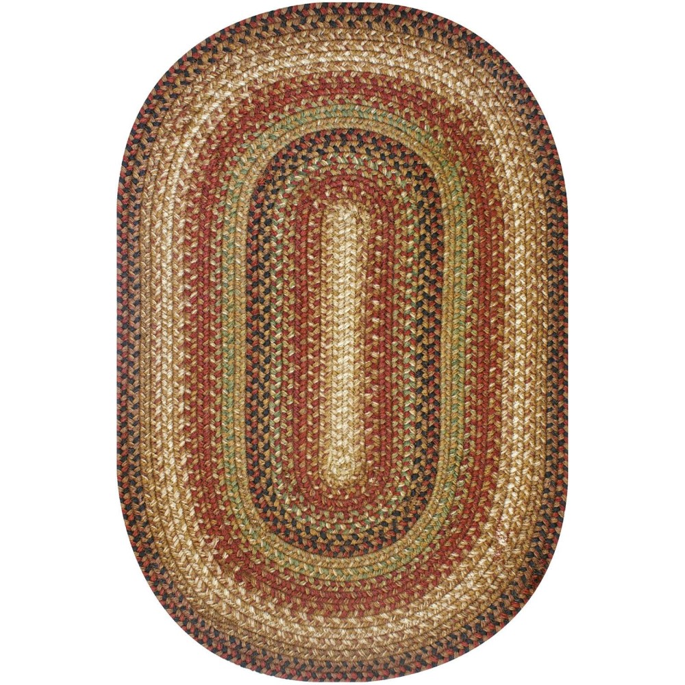 Homespice Braided Brown, Deep Red Rug 504807 5X8 Oval - Rugs Town