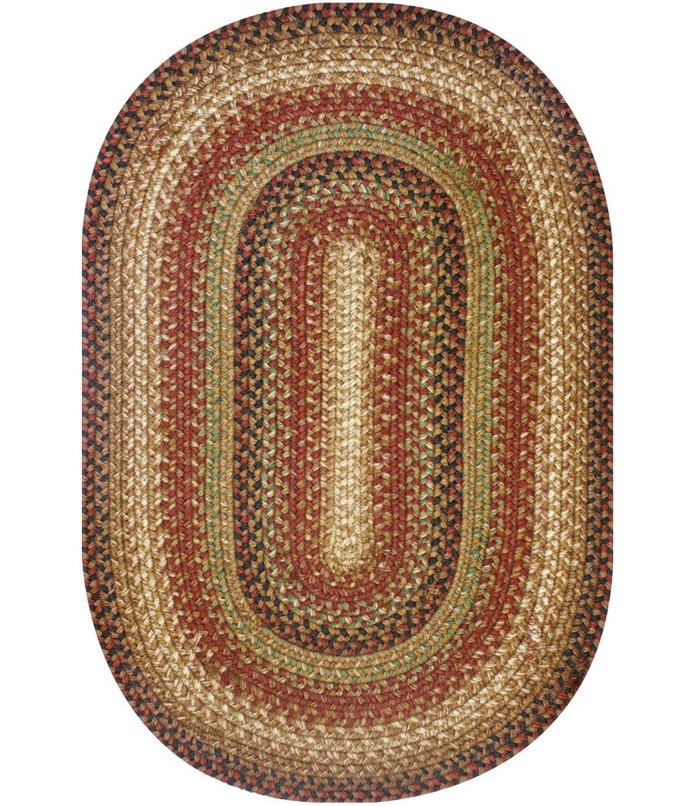 Homespice Braided Brown, Deep Red Rug 504807 5X8 Oval - Rugs Town