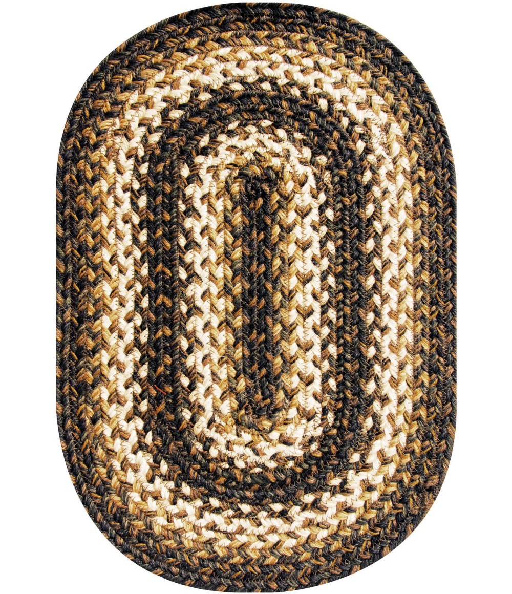 Homespice Braided Accessories Black Rug 240084PS 10X15 Set of 4 Oval ...
