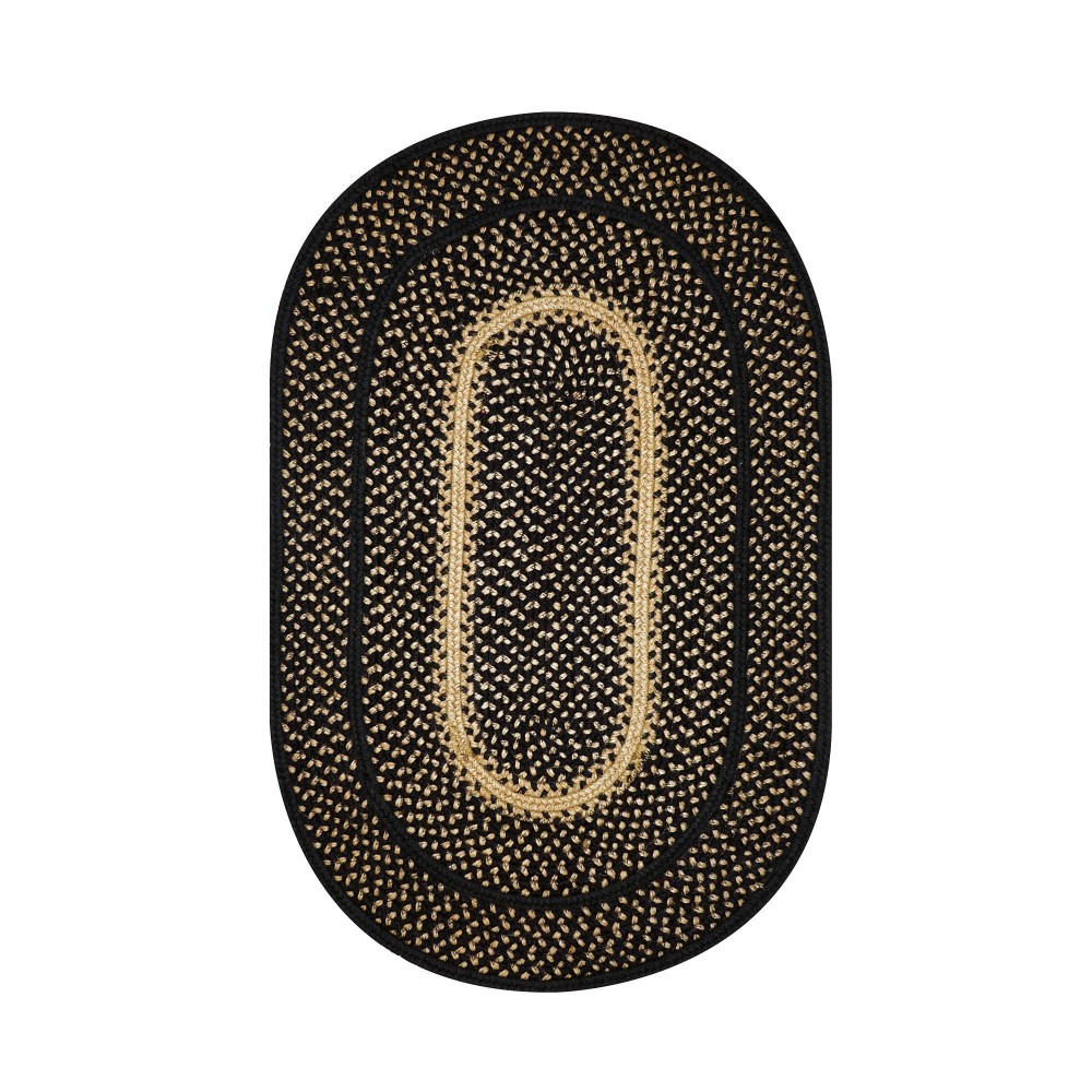 Homespice Braided Black Rug 504722 5X8 Oval - Rugs Town
