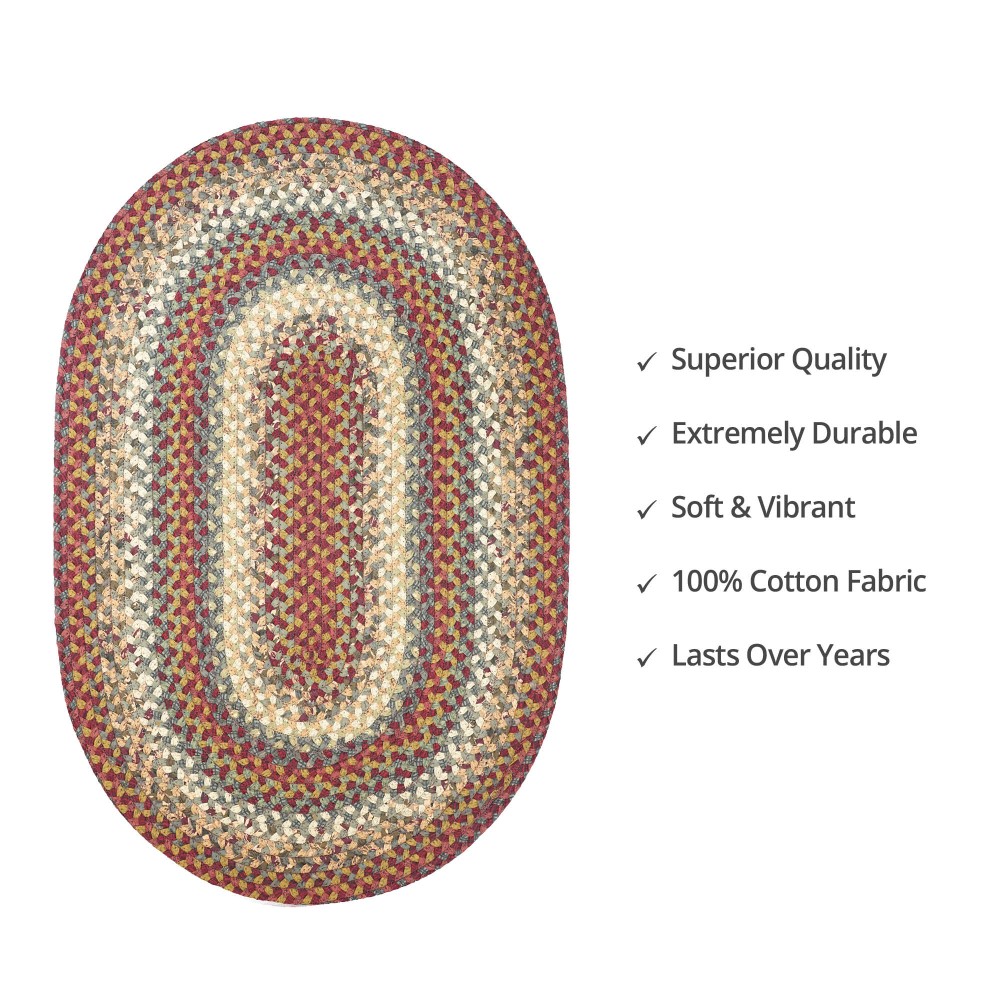 Homespice Cotton Braided Red Rug 406071 8X10 Oval - Rugs Town