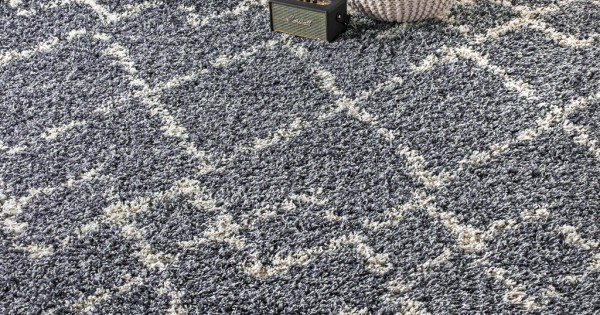 Jonathany Mercer Shag MCR102A Blue/Cream Rug 7.9X10 - Rugs Town