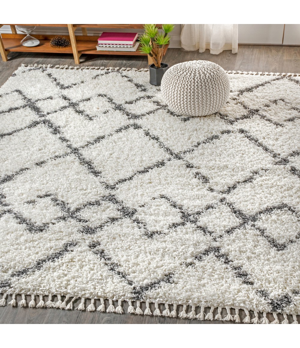 Jonathany Mercer Shag MCR102B Ivory/Grey Rug 7.9X10 - Rugs Town