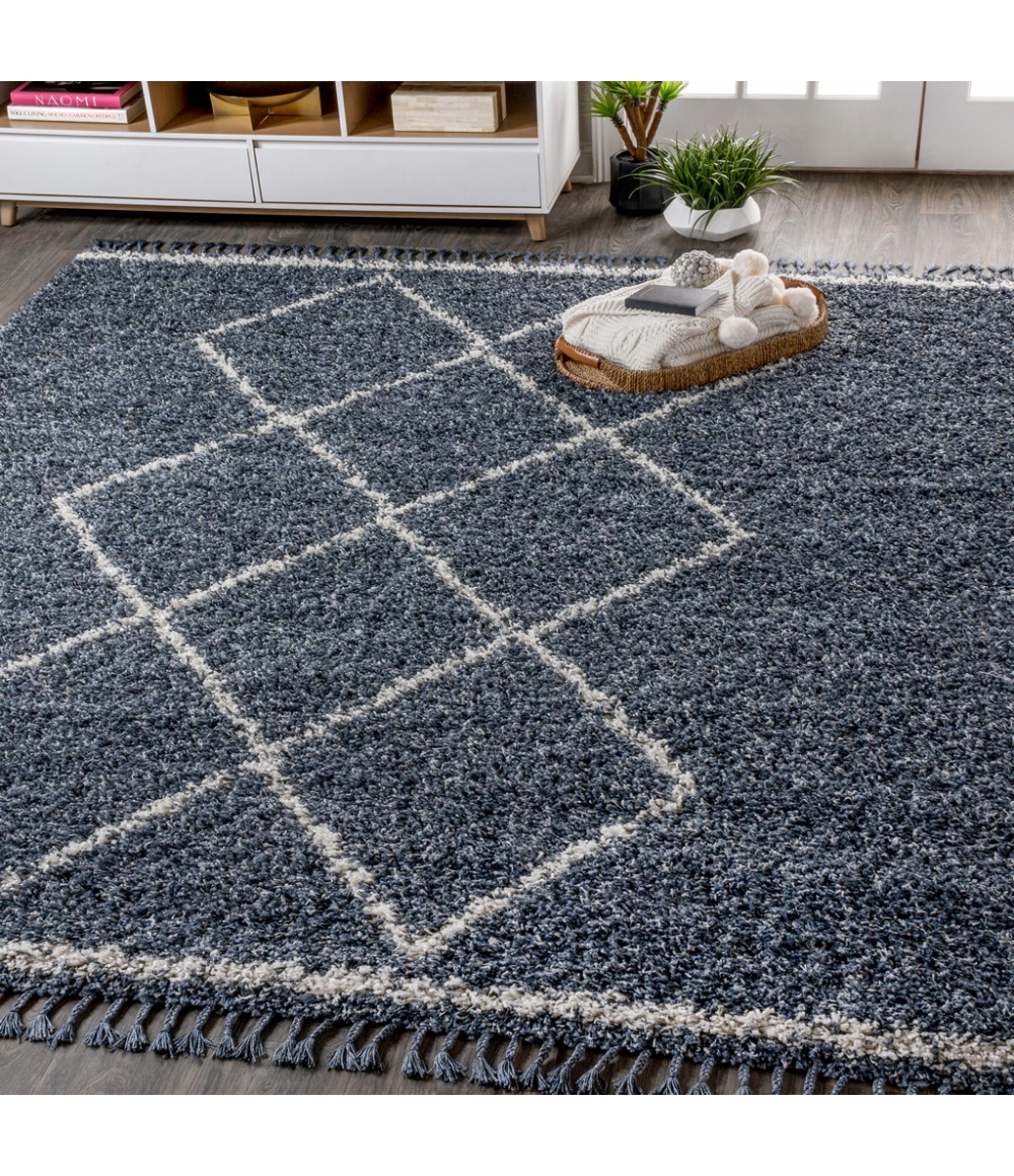 Mercer Shag MCR103A Denim Blue/Cream Rug 7.9X10 - Rugs Town