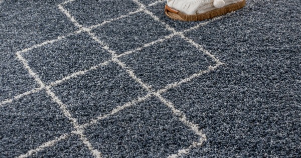 Mercer Shag MCR103A Denim Blue/Cream Rug 7.9X10 - Rugs Town