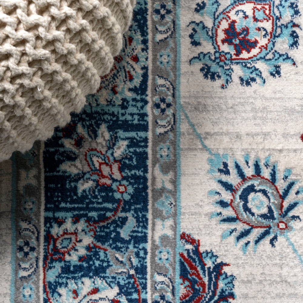 Modern Persian MDP101C Blue/Ivory/Red Rug 5.X5.RND - Rugs Town