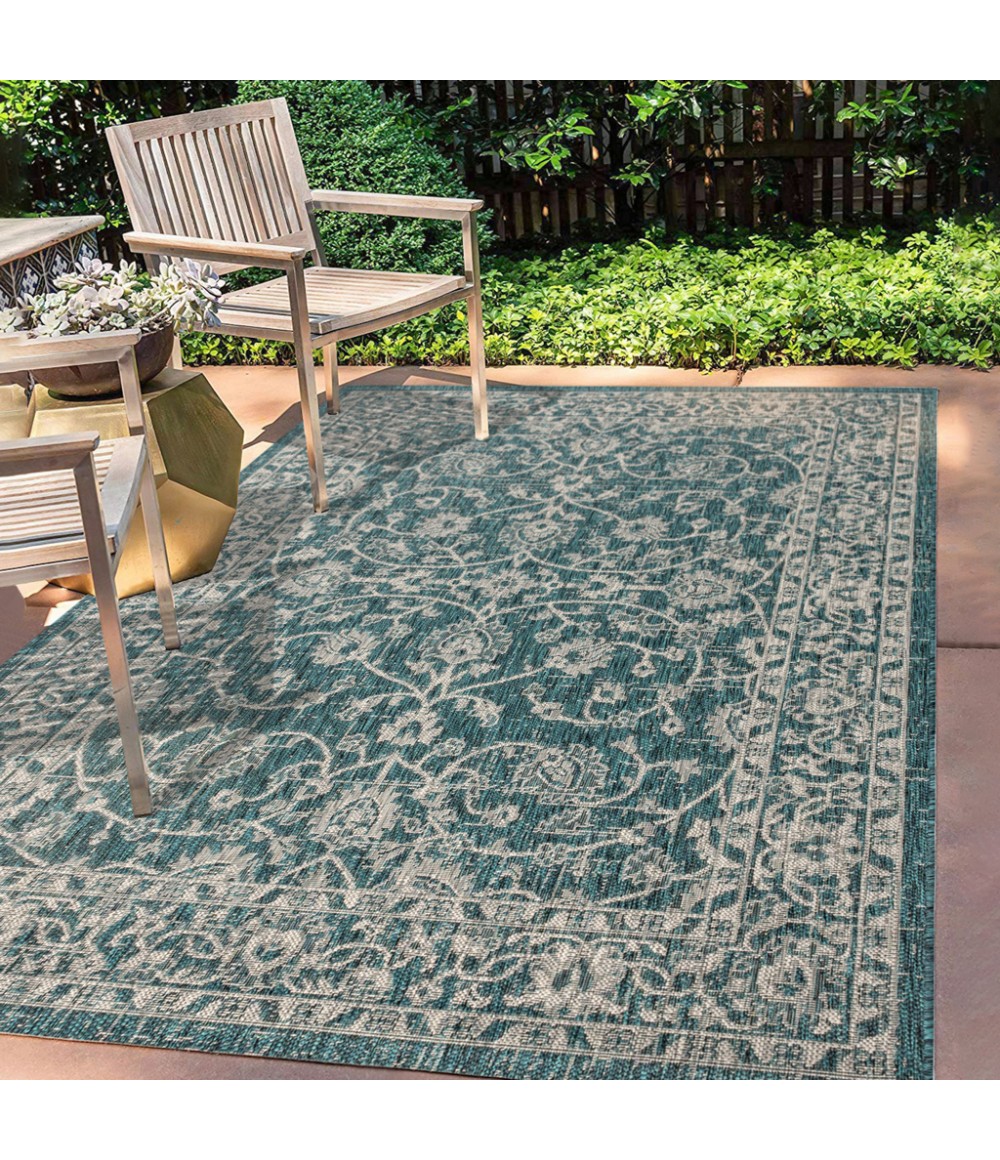 Jonathany Santa Monica SMB103B Teal/Gray Rug 7.9X10 - Rugs Town