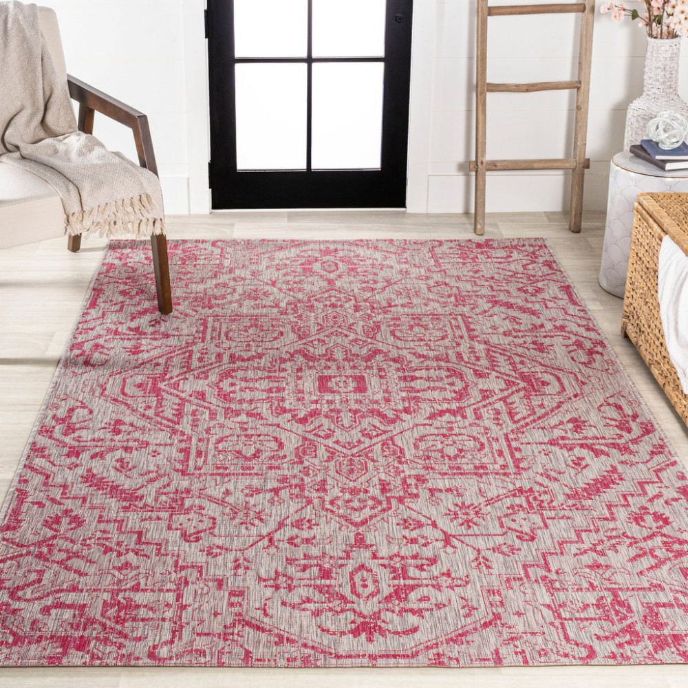 Santa Monica SMB105F Light Gray/Fuchsia Rug 5.3X7.7 - Rugs Town