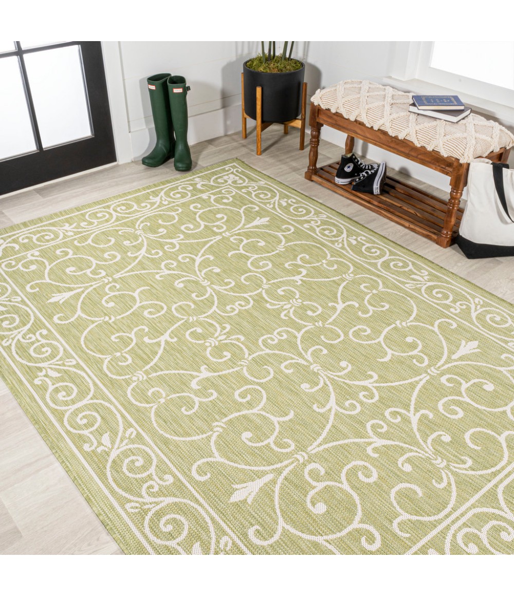 Jonathany Santa Monica SMB106H Green/Cream Rug 7.9X10 - Rugs Town