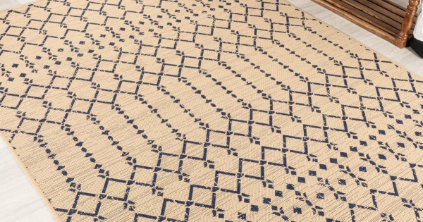 Jonathany Santa Monica SMB108H Beige/Navy Rug 5.3X7.7 - Rugs Town