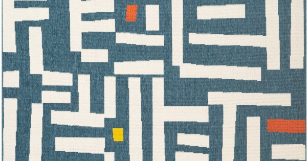 LR Home Mapa Blue Rug MAPAC 8ft.X9ft.9in. Rectangle - Rugs Town