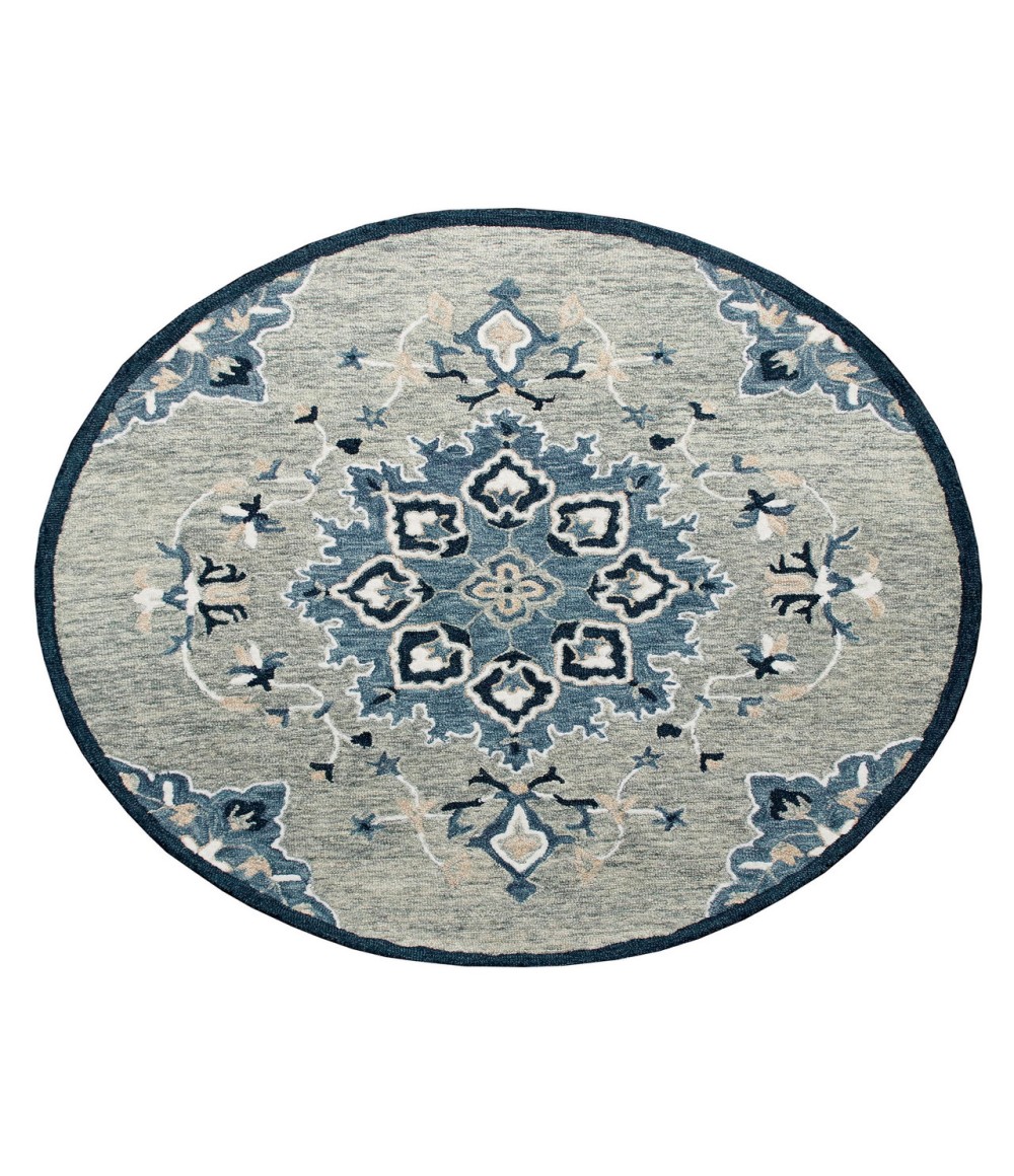 Rachel RUG-AY Gray/Blue 3 ft. Round Area Rug - Rugs Town