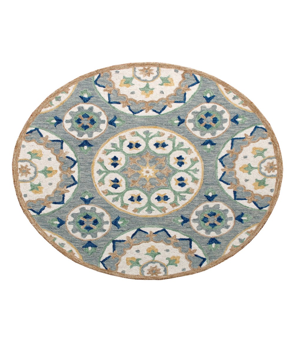 Rachel RUG-AZ Gray/Brown 7 ft. 3 in. Round Area Rug - Rugs Town