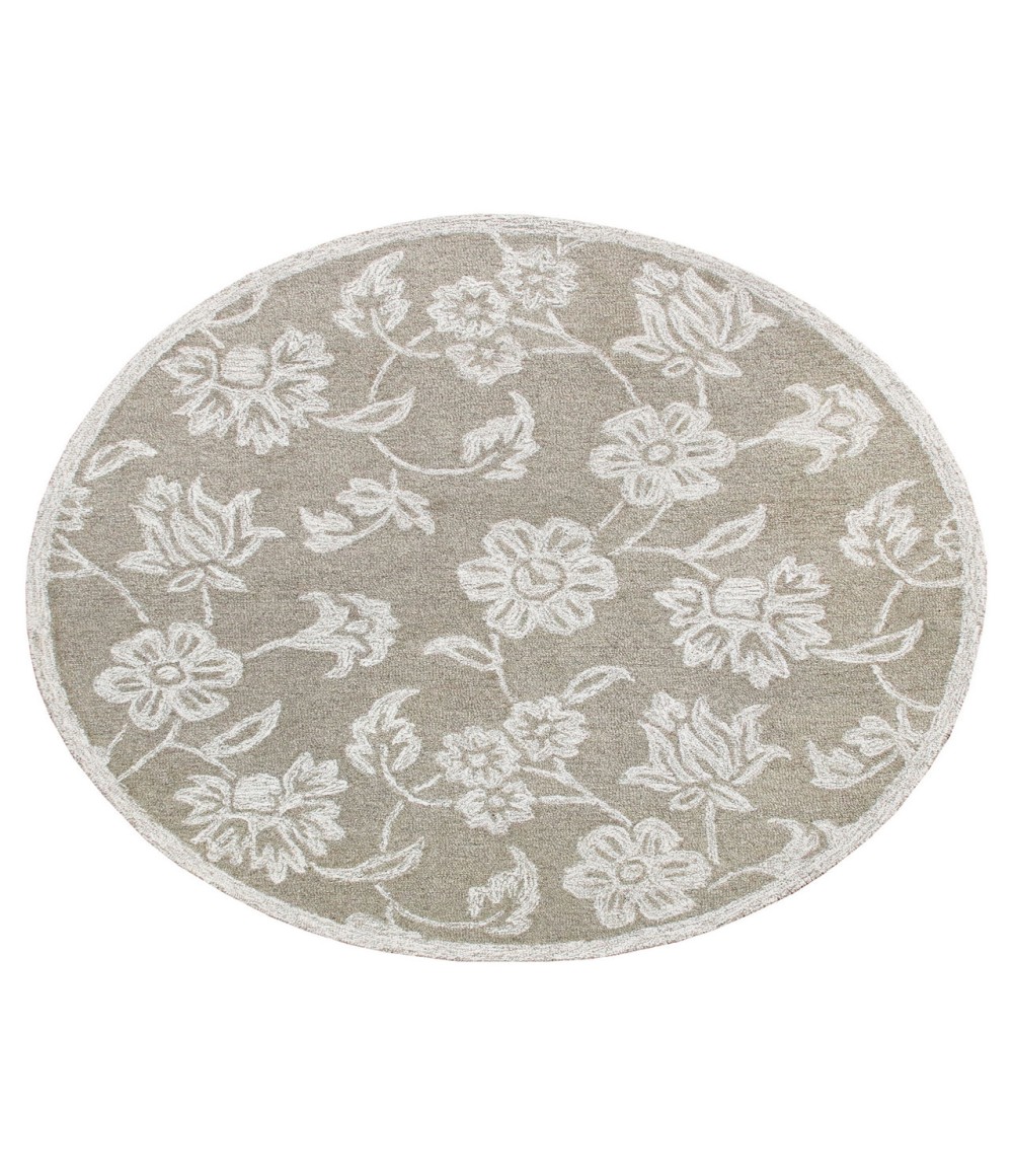 Rachel RUG-AA Gray/Ivory 3 ft. Round Area Rug - Rugs Town