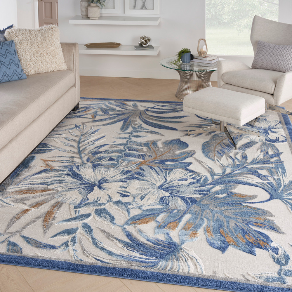 Nourison Seaside Sds02 Ivory Blue Area Rug 94X118 - Rugs Town