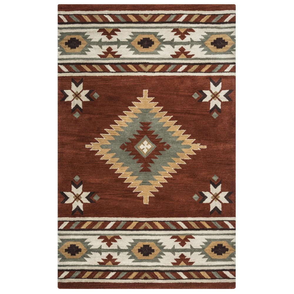 Rizzy Home SU1822 Navajo Red Area Rug 5 ft. X 8 ft. - Rugs Town